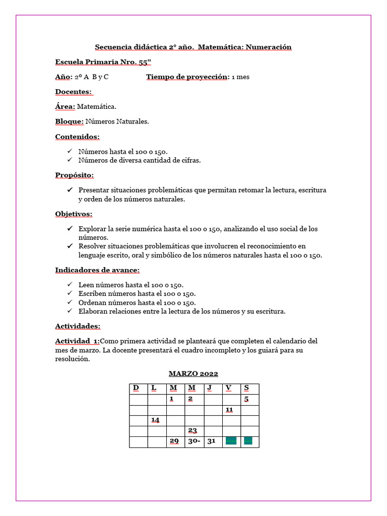 Sec Matematica Numeracion | PDF