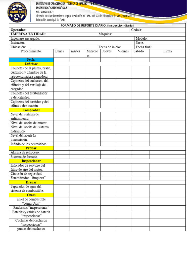 3 FORMATO_DE_REPORTE_DIARIO[1] | Descargar gratis PDF | Rodamiento (Mecánico) | Vehículos