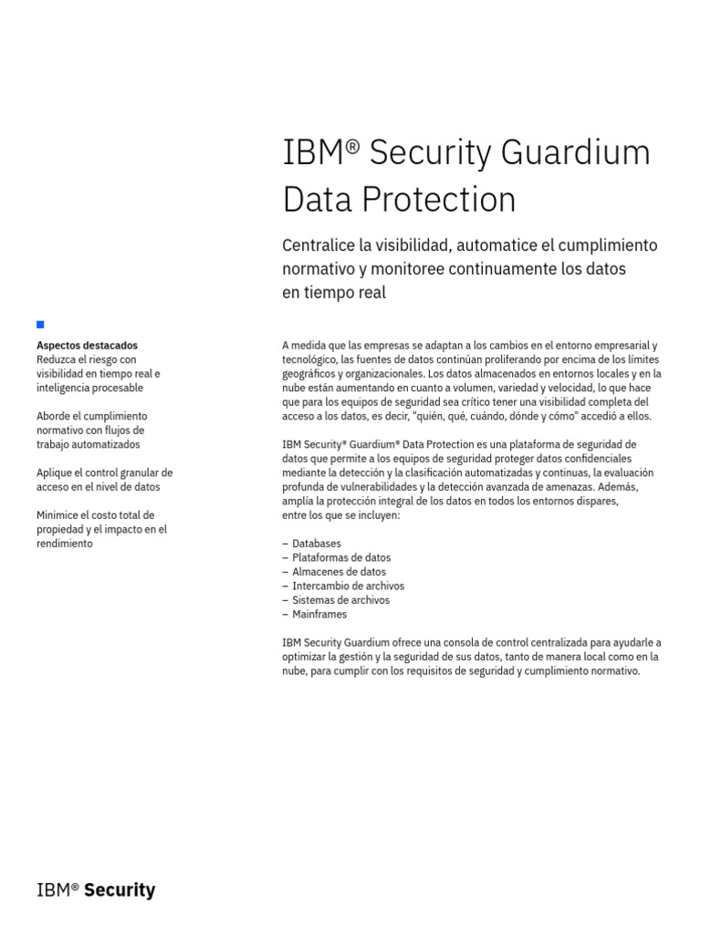 IBM Security Guardium Data Protection | PDF | Computación en la nube | Ibm