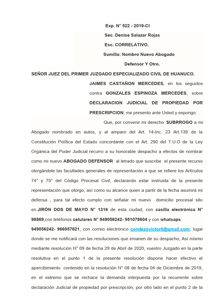 Martin Escrito-6 | PDF | Posesión (Ley) | Demanda judicial