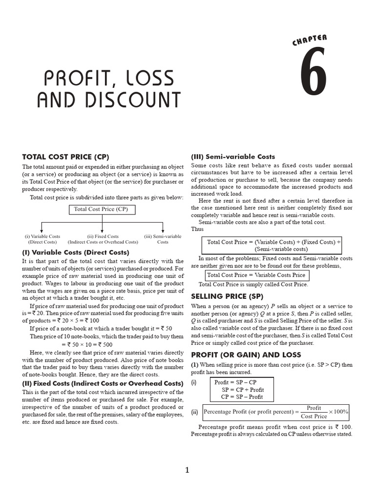 Cost Price, Profit, and Discounts Guide | PDF | Cost | Prices