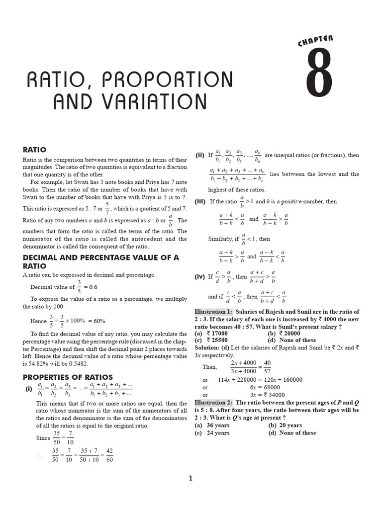 Ratio, Proportion and Variation | PDF | Ratio | Numbers