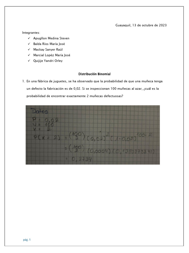Tarea 1 - Distribucion Binomial y Poisson | PDF