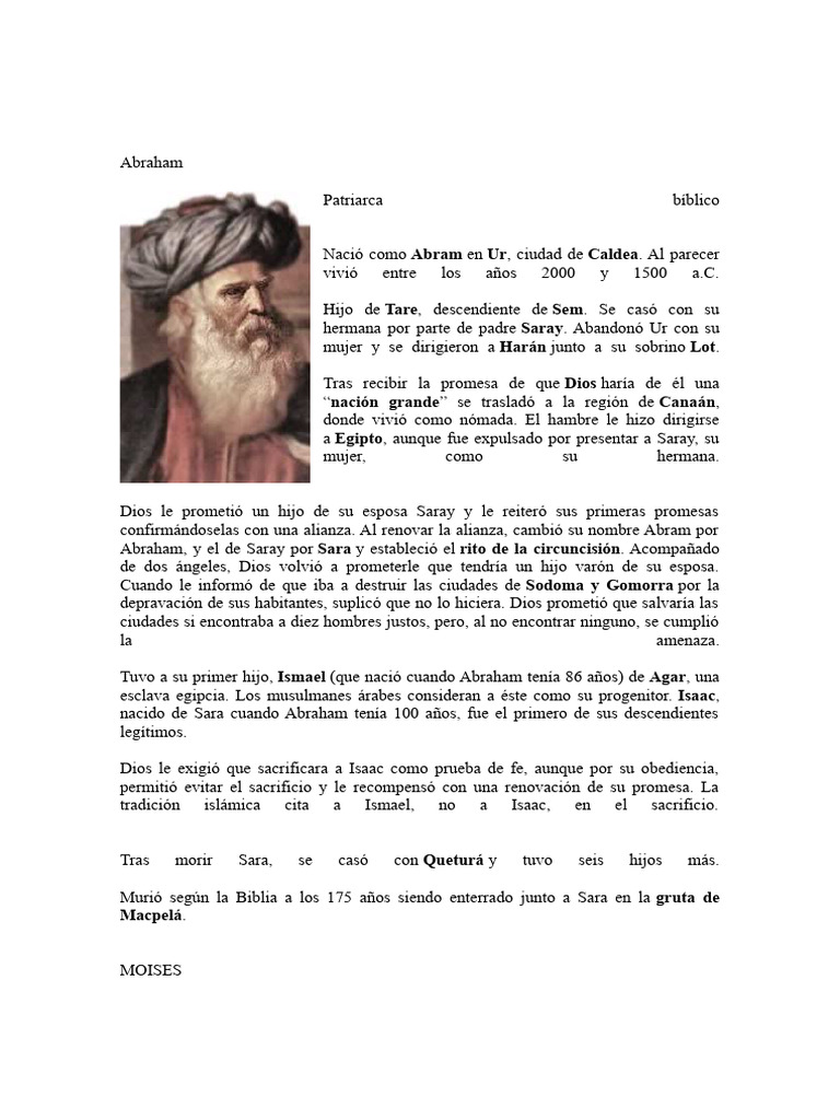Origen y vida de Abraham en la Biblia | PDF | Abrahán | Ismael