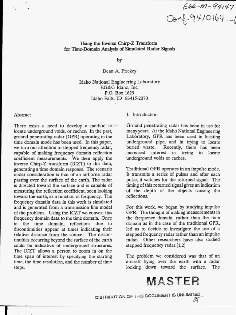 Using Inverse Chirp Z Transform For Time Domain Analysis Pdf Discrete Fourier Transform