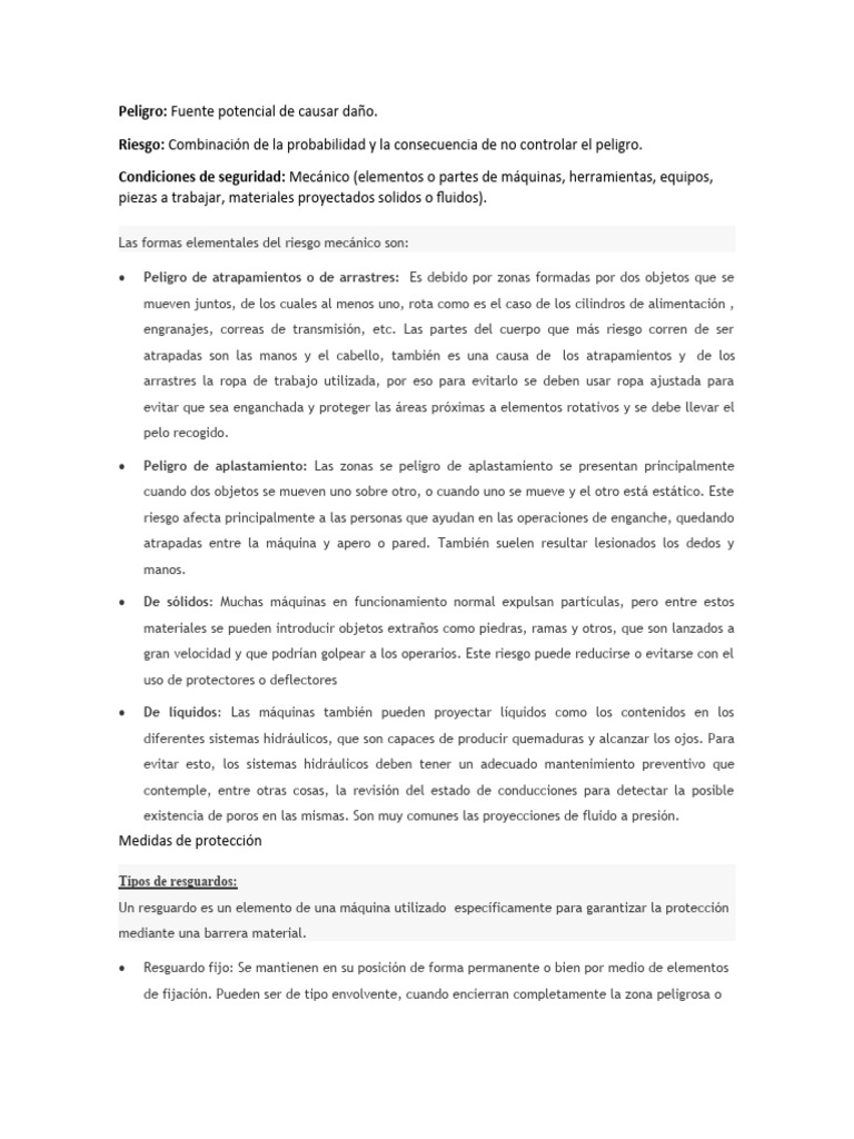 Lineamientos de Seguridad Prevencion Riesgo Mecanico | PDF | Líquidos