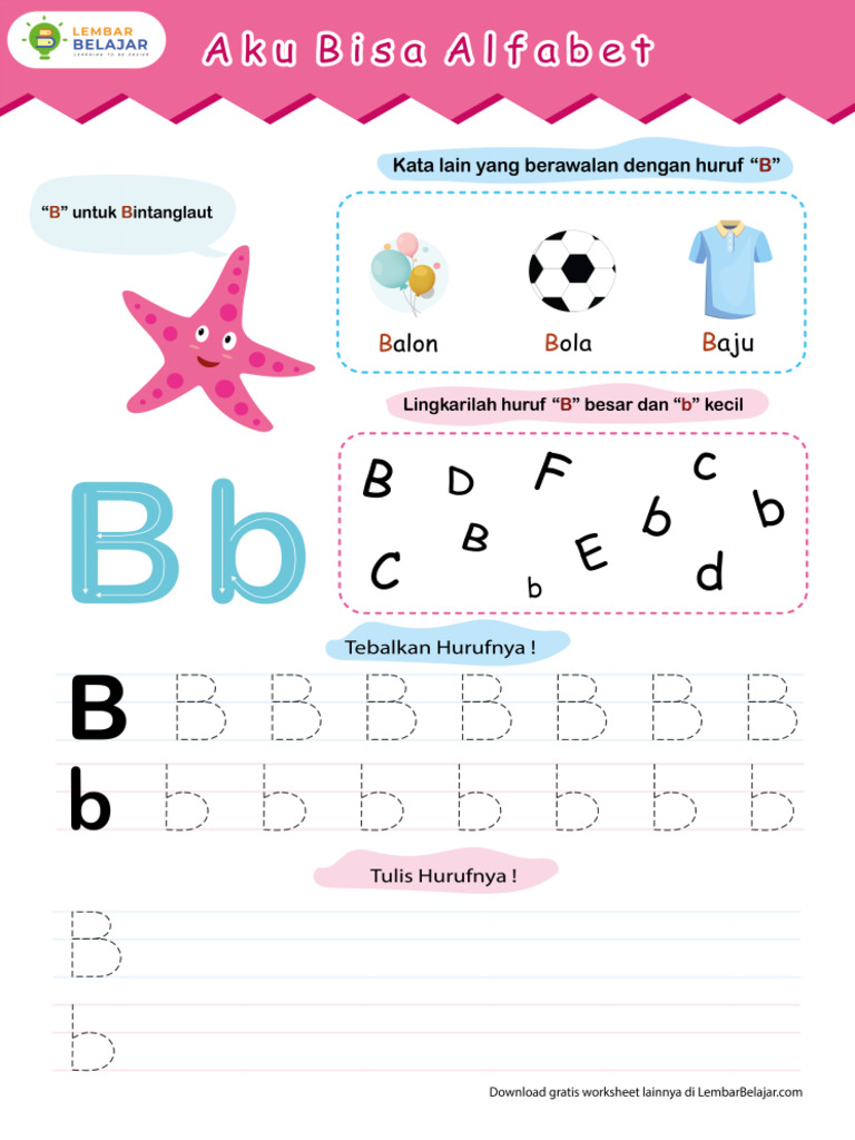 Worksheet Menulis Huruf B Pdf