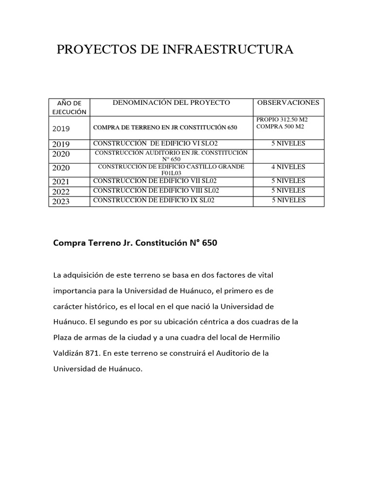 Proyectos de Infraestructura | PDF | Presupuesto | Economias