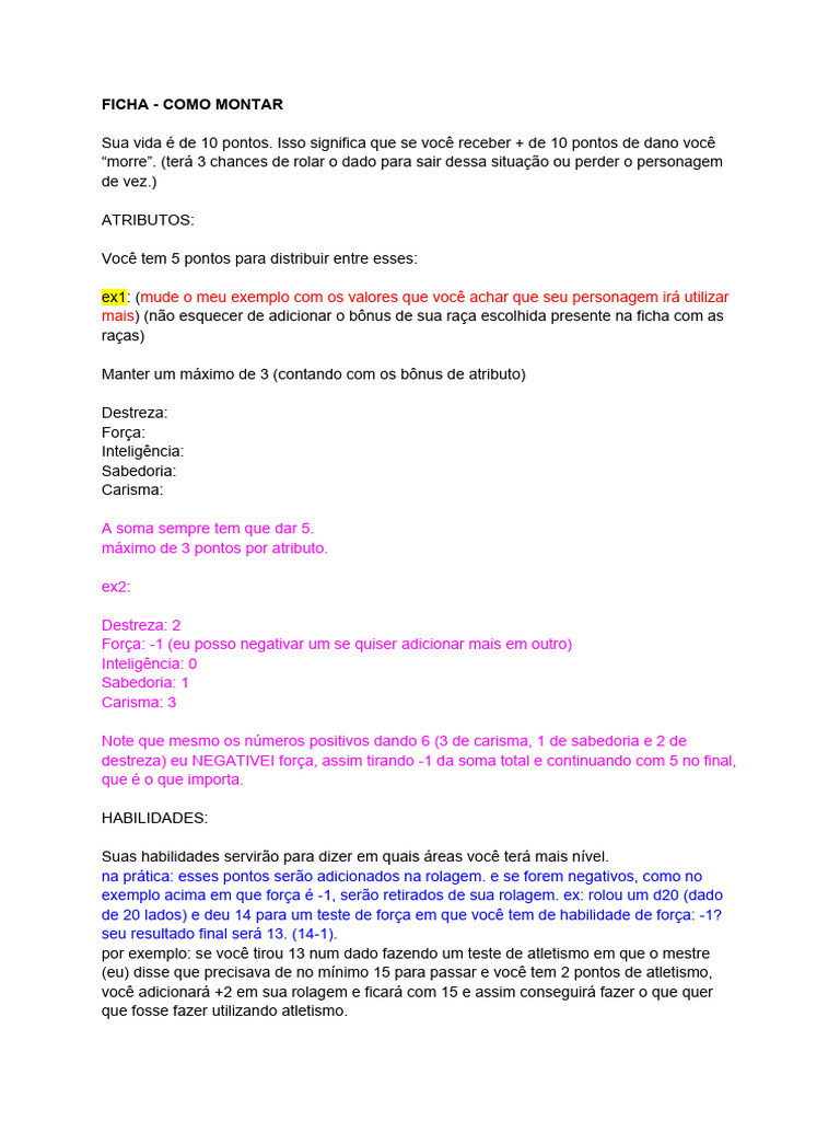 Adventures in Motherland - Ficha Base | PDF | Sabedoria | Inteligência