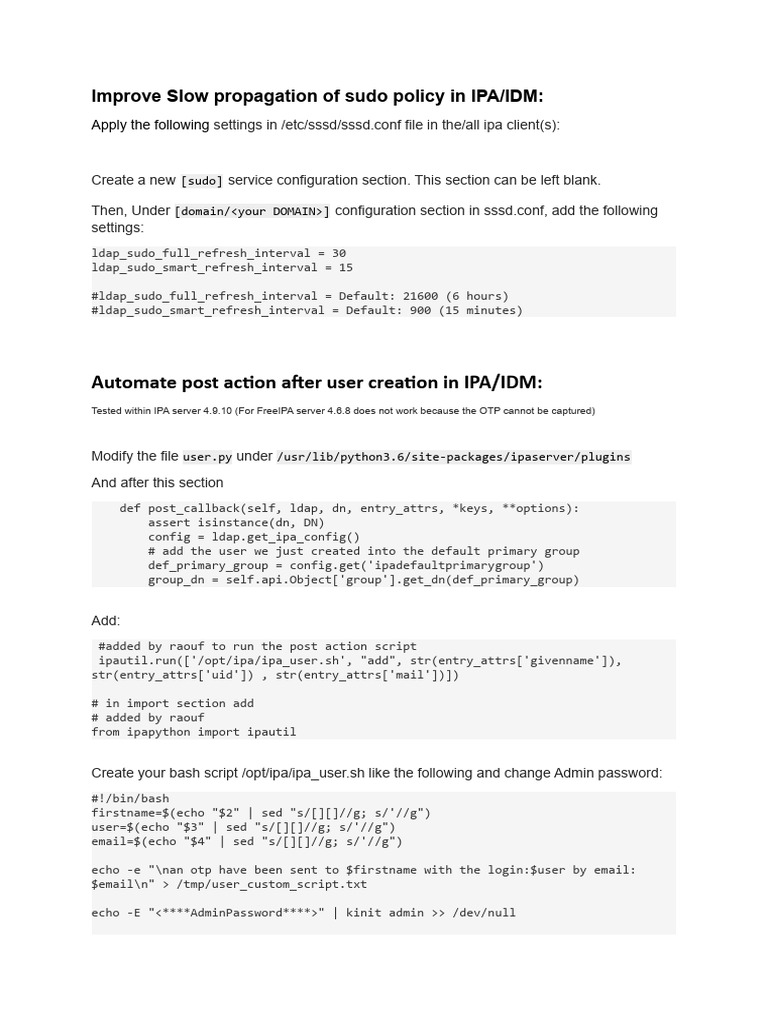 Improve Slow Propagation of Sudo Policy Defined in Red Hat Identity Management | PDF | Sudo ...