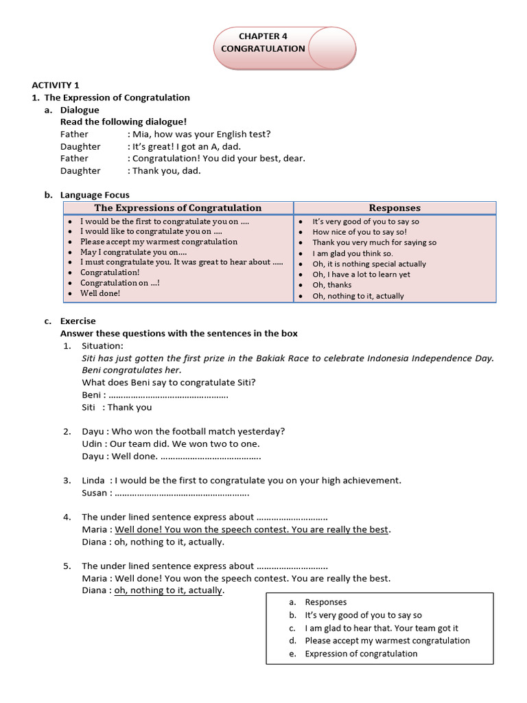 CHAPTER 4 CONGRATULATION | PDF