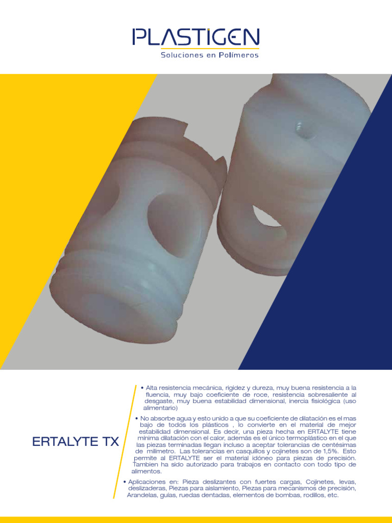 Propiedades del material Ertalite TX | PDF | Física Aplicada e ...