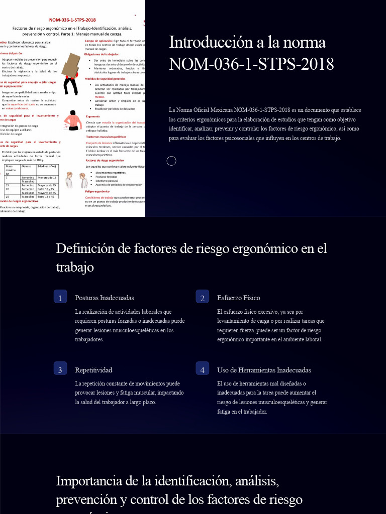 Introduccion A La Norma Nom 036 1 Stps 2018 | PDF | Factores humanos y ergonomía