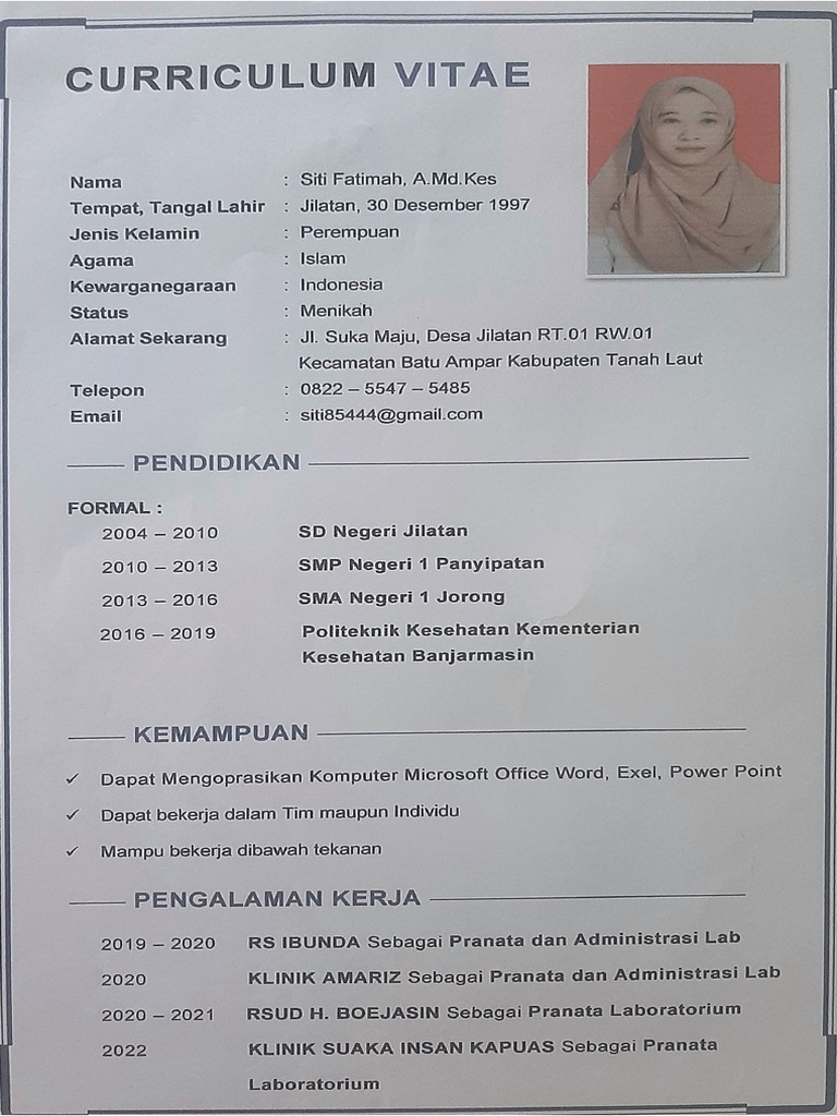 CV Fatimah | PDF