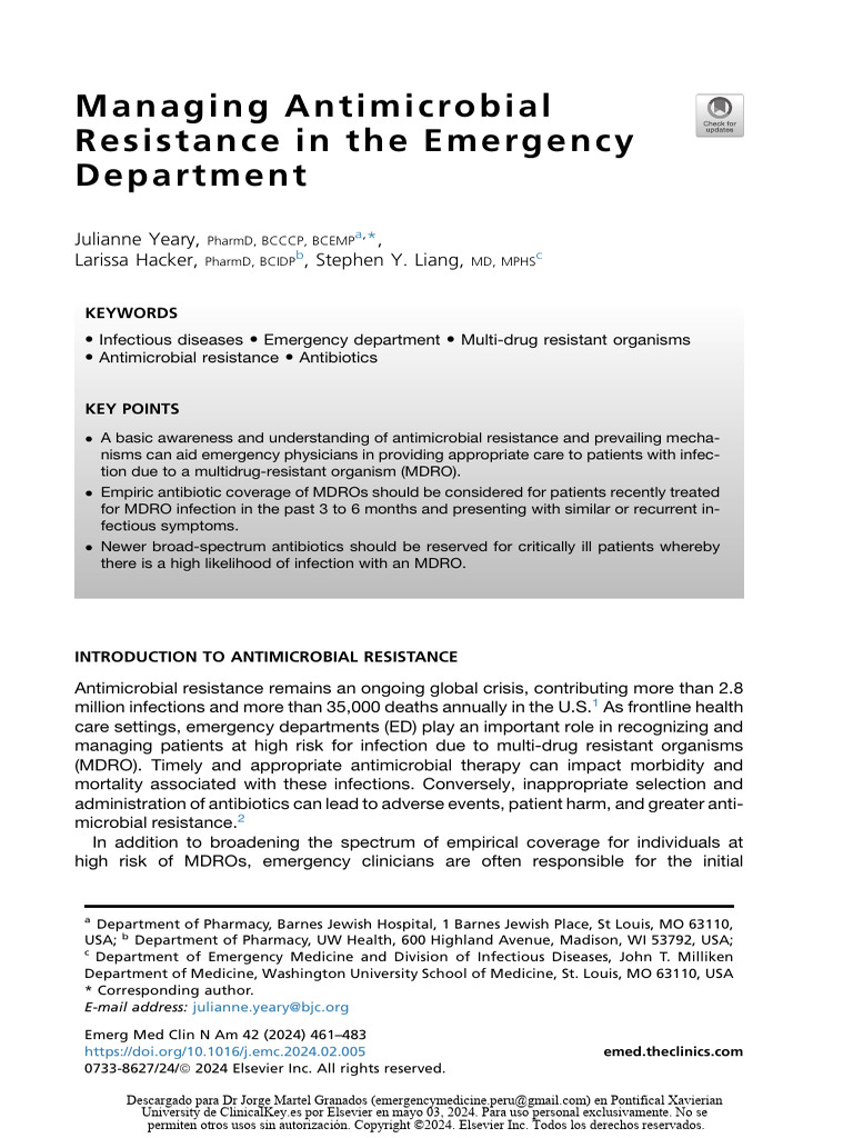 Managing Antimicrobial Resistance in The Emergency Department | PDF ...