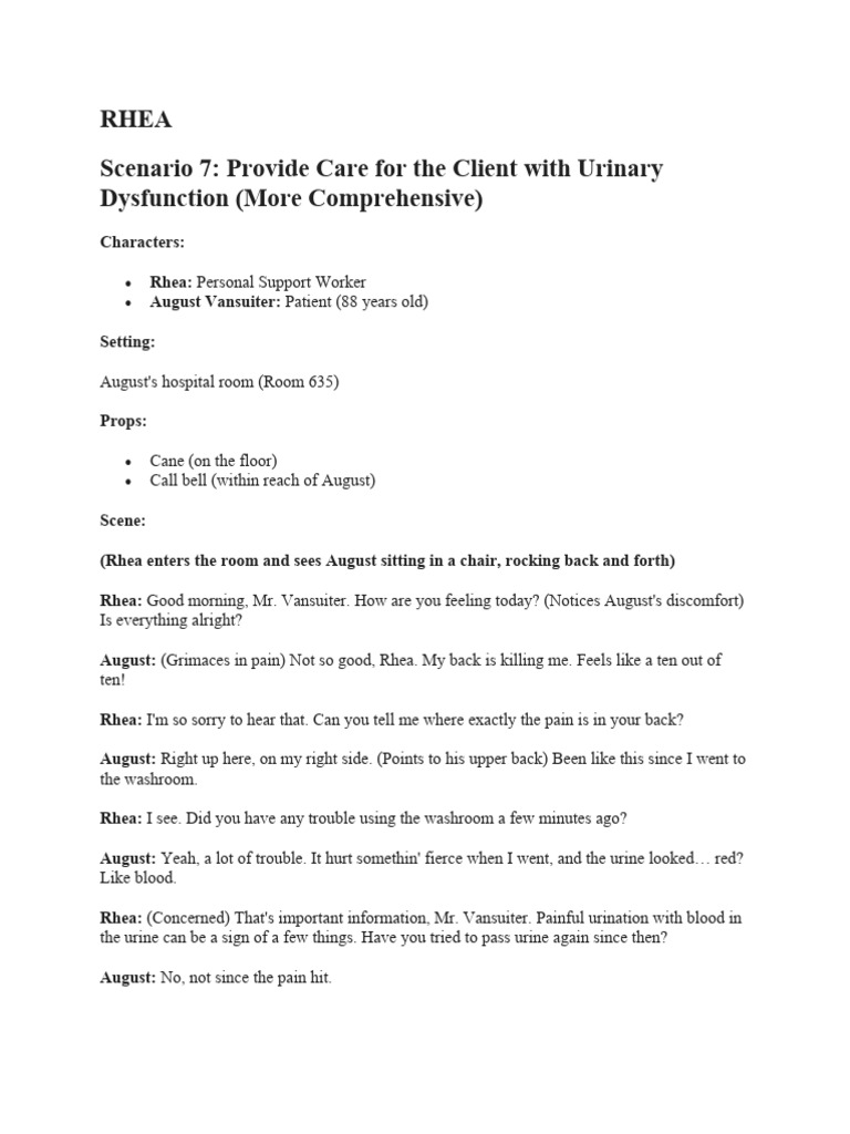 Scenario 7 - RHEA | PDF | Diseases And Disorders | Medicine