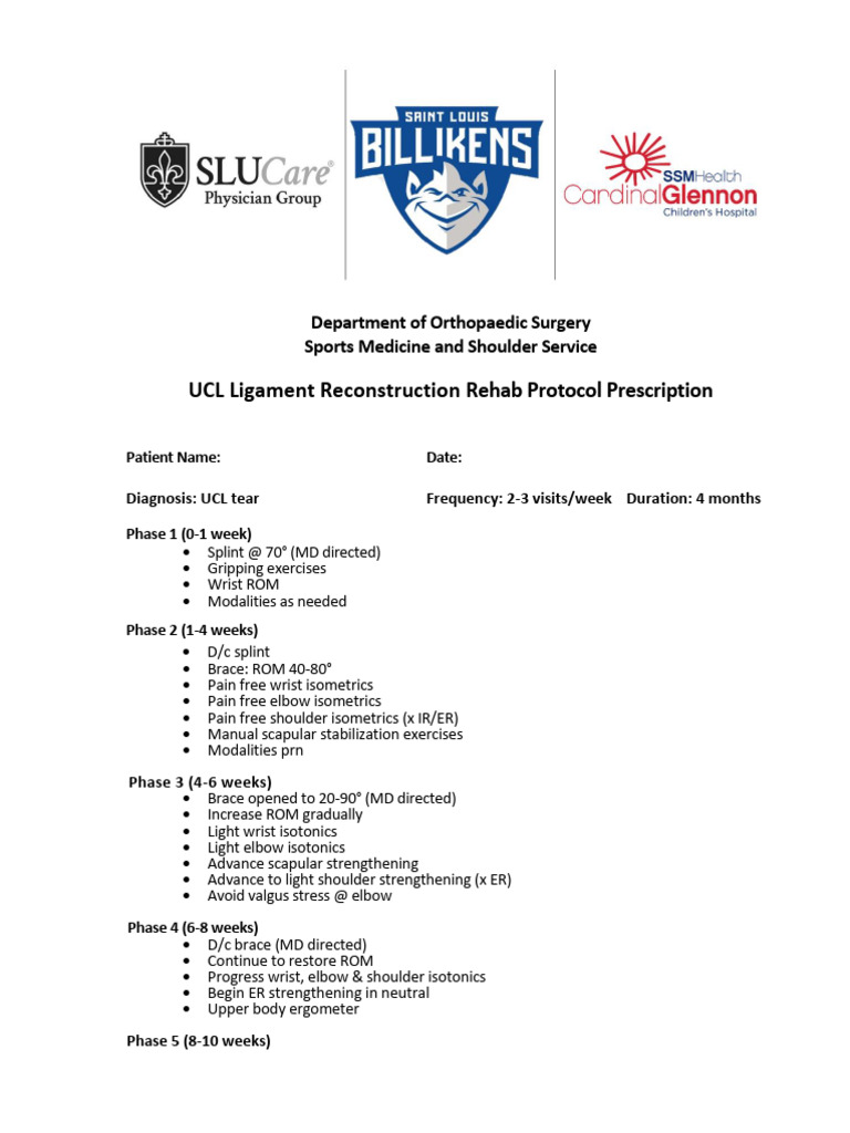 Ucl Ligament Reconstruction 22 | PDF