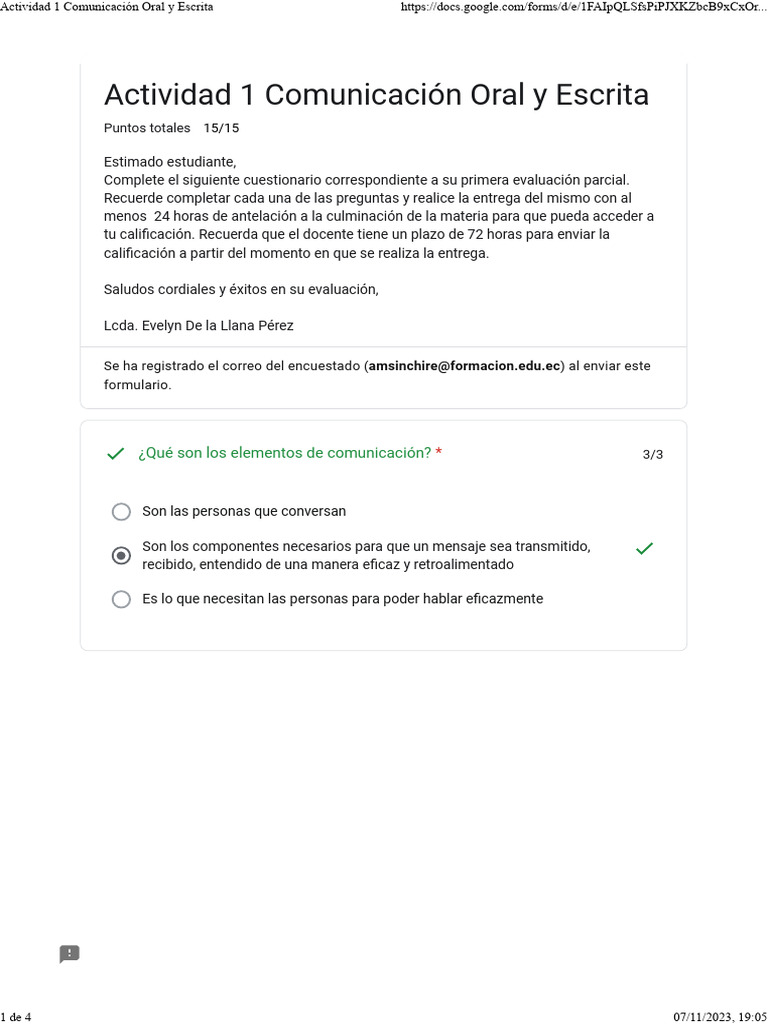 Actividad 1 Comunicación Oral y Escrita | Descargar gratis PDF | Comunicación | Comunicación humana