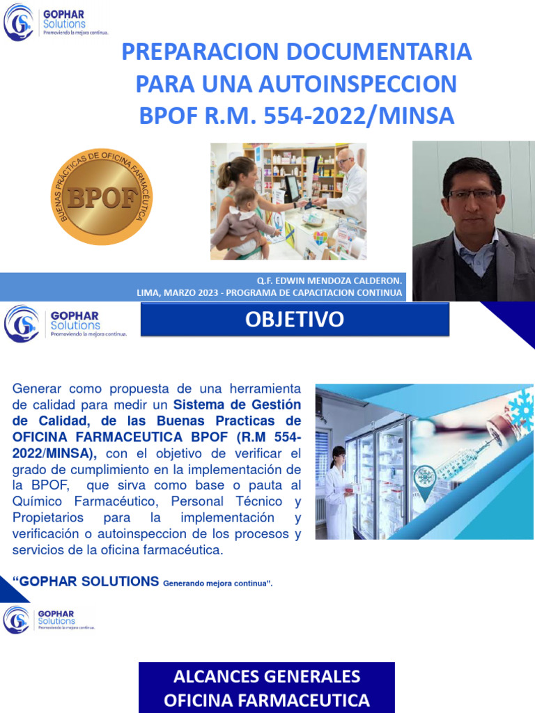 1 Presentacion Bpof 29 Marzo 2023 Edwin Mendoza C | PDF | Farmacia | Farmacéutico
