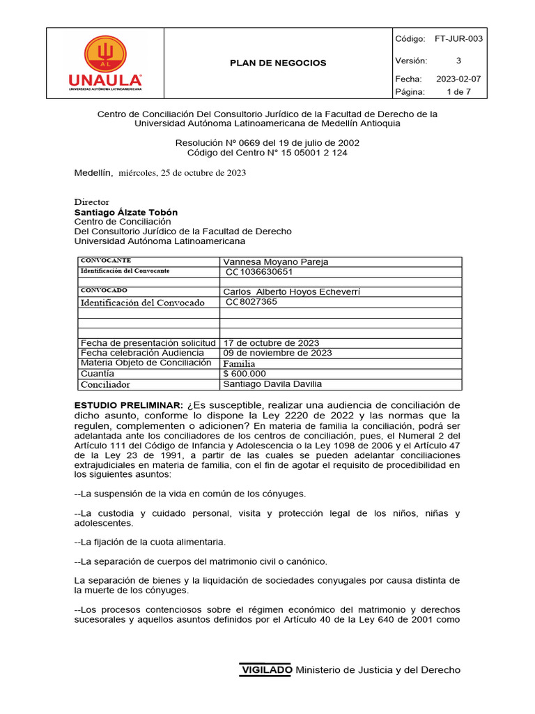 FT-JUR-003 Plan de Negocios. SANTIAGO DAVILA DAVILA | PDF | Derechos de ...