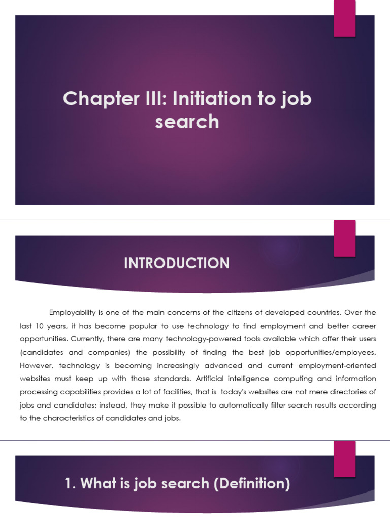 Chapter III Initiation To Job Search - 051527 | PDF | Résumé | Recruitment