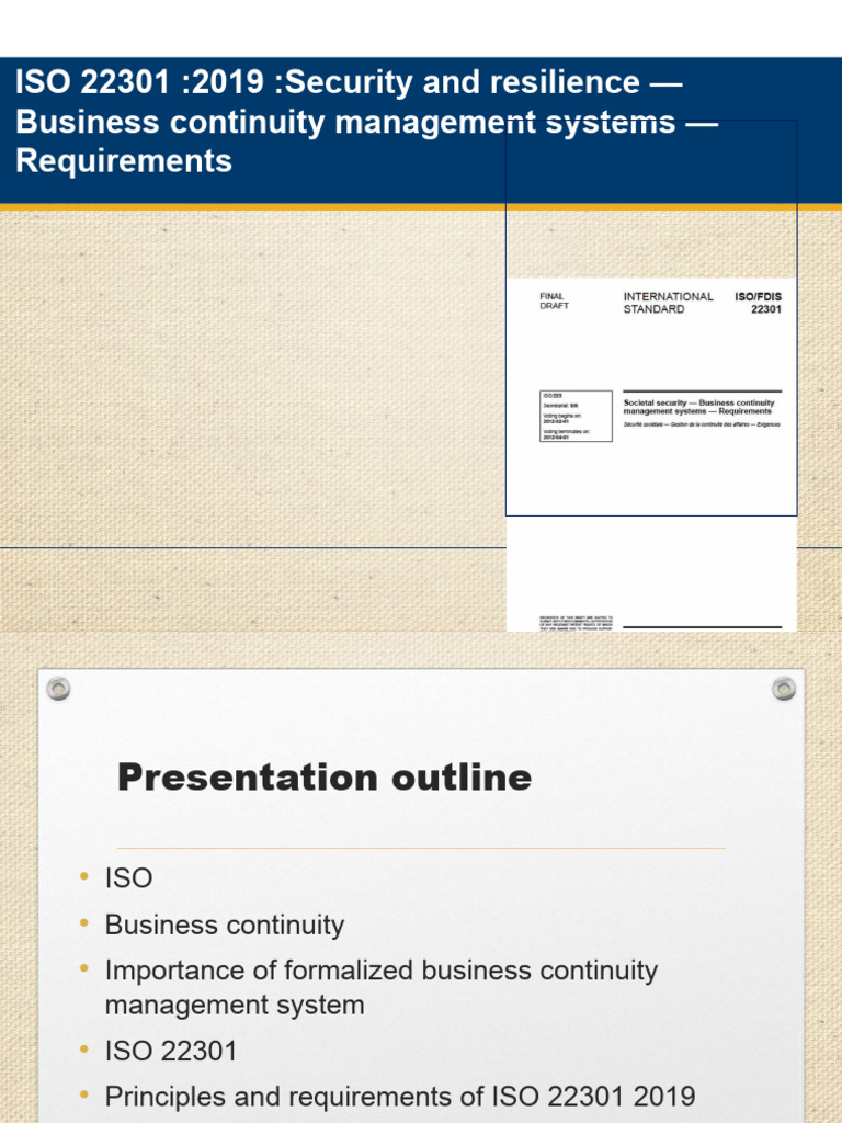Presentation2ISO 22301 BCM | PDF | Disaster Recovery | Risk Management