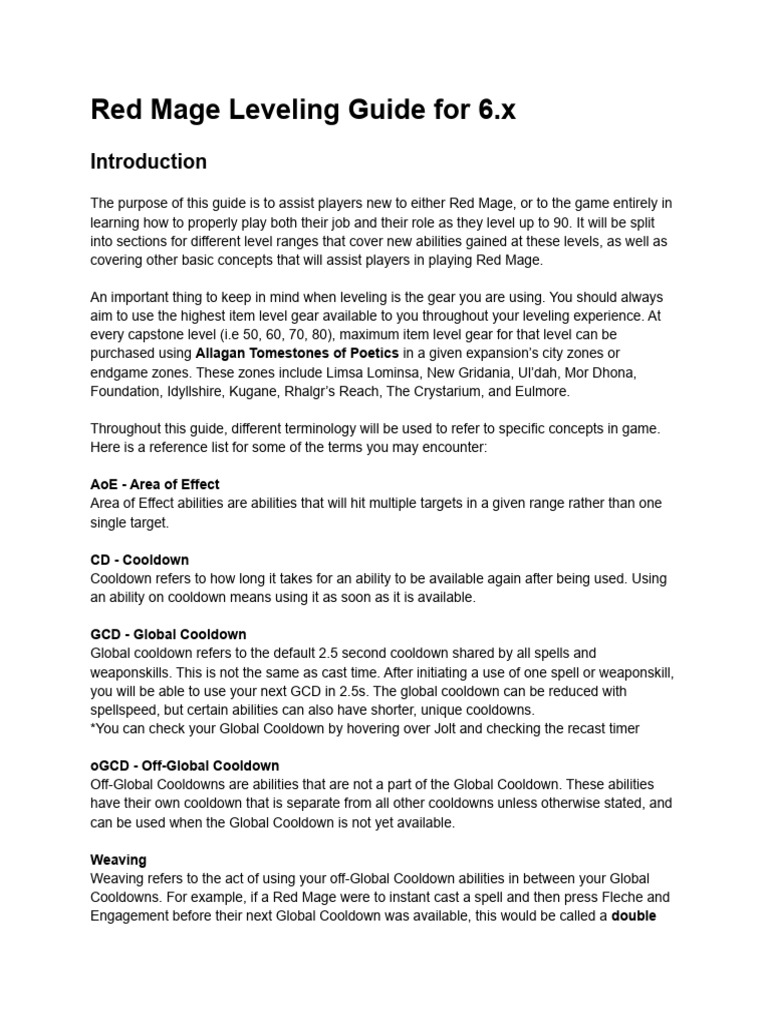 Red Mage Leveling Guide 6.x | PDF