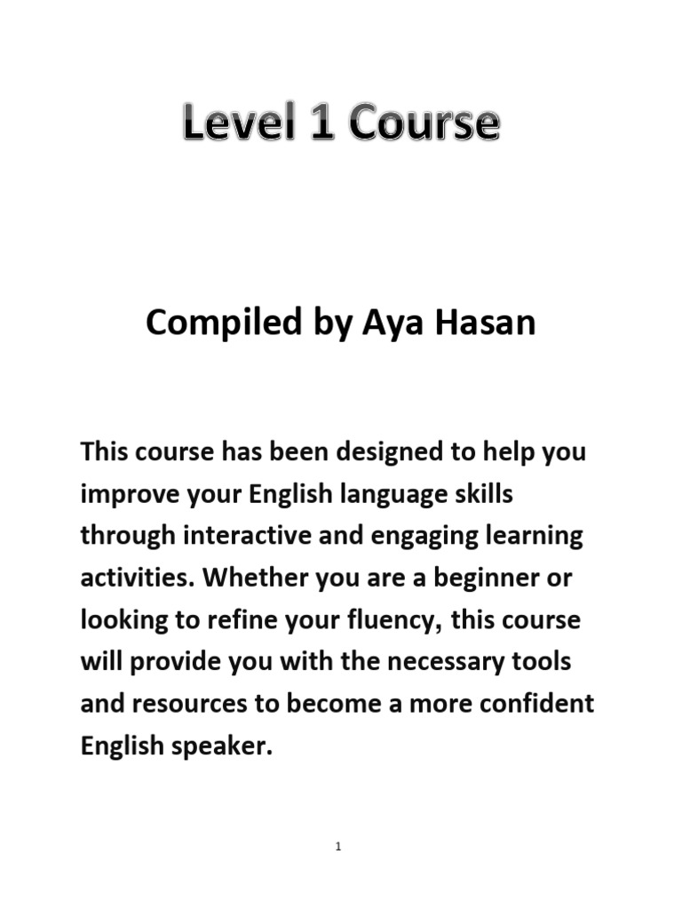 Level 1 Course 1 | PDF | Verb | Adverb
