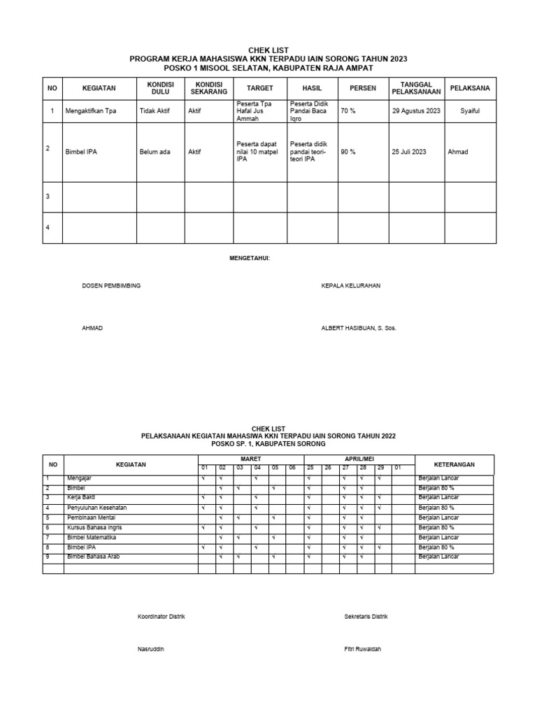 Check List Proker | PDF