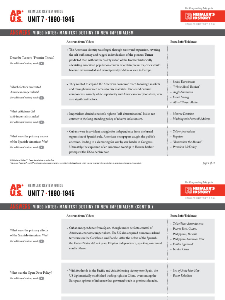 AP US History Unit 7 Review Guide | PDF | Internment Of Japanese ...