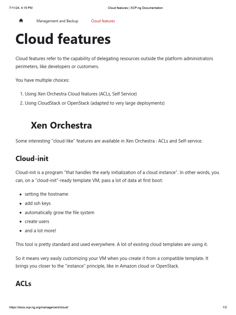 Cloud Features Xcp Ng Documentation Pdf Cloud Computing Open Stack