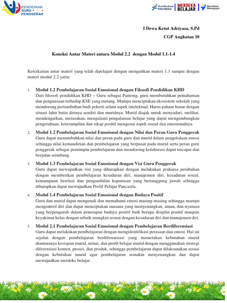 Koneksi Antar Materi Modul 2.2 Dewa Adri | PDF