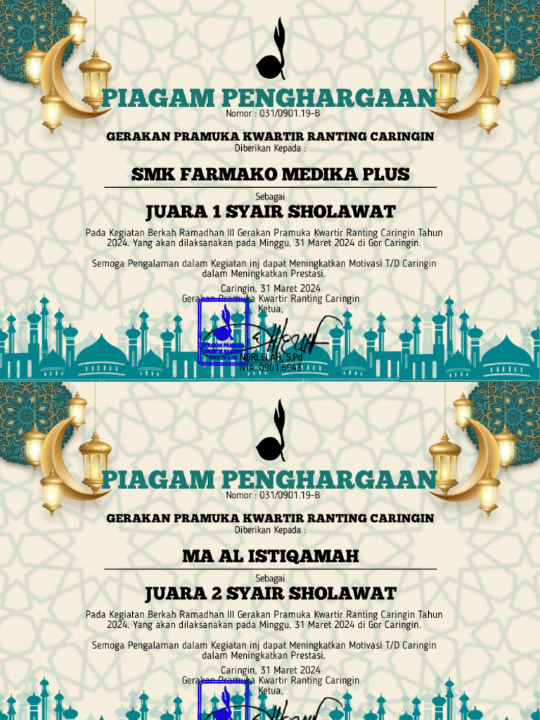 Piagam Berkah Nama | PDF