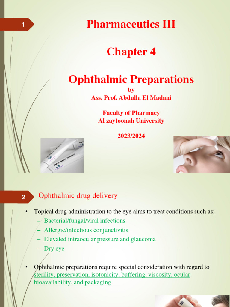 Chapter 3 Ophthalmic Preparations | PDF | Contact Lens | Topical Medication
