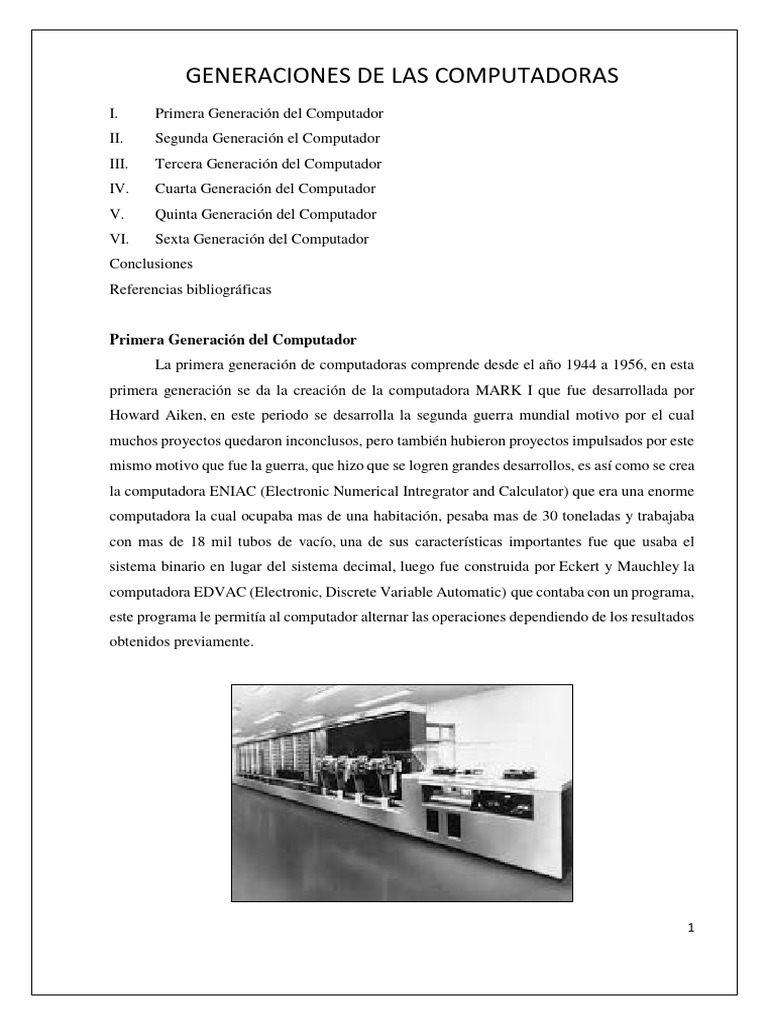 Generaciones de Las Computadoras | PDF | Circuito integrado | Microprocesador