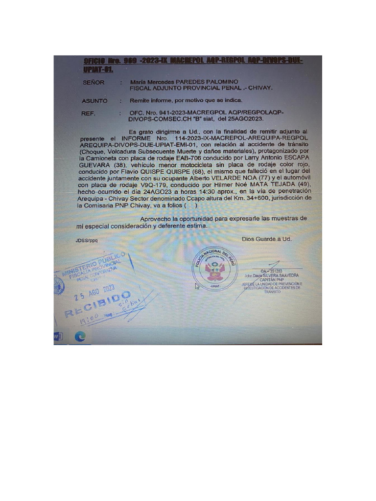 Oficio Remite Informe | PDF