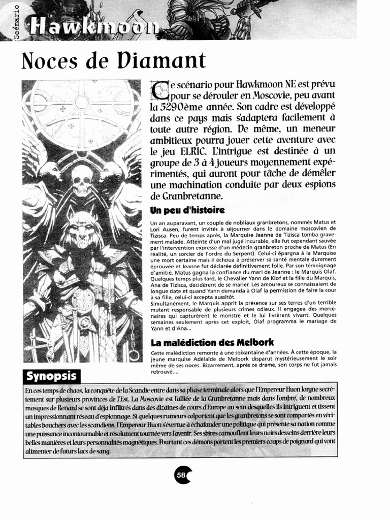 Hawkmoon (Scénario) Noce de Diamant (Backstab 25) | PDF