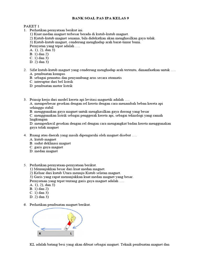 Bank Soal Pas Ipa Kelas 9 | PDF