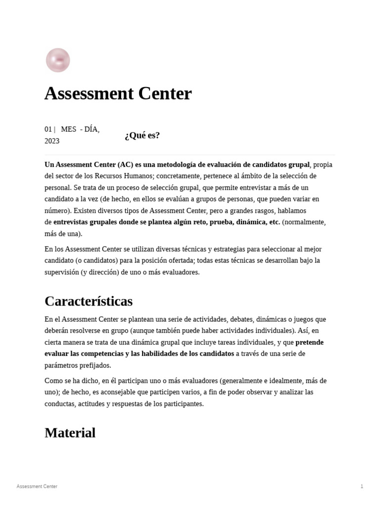 Assessment Center | PDF | Business | Gestión de recursos humanos