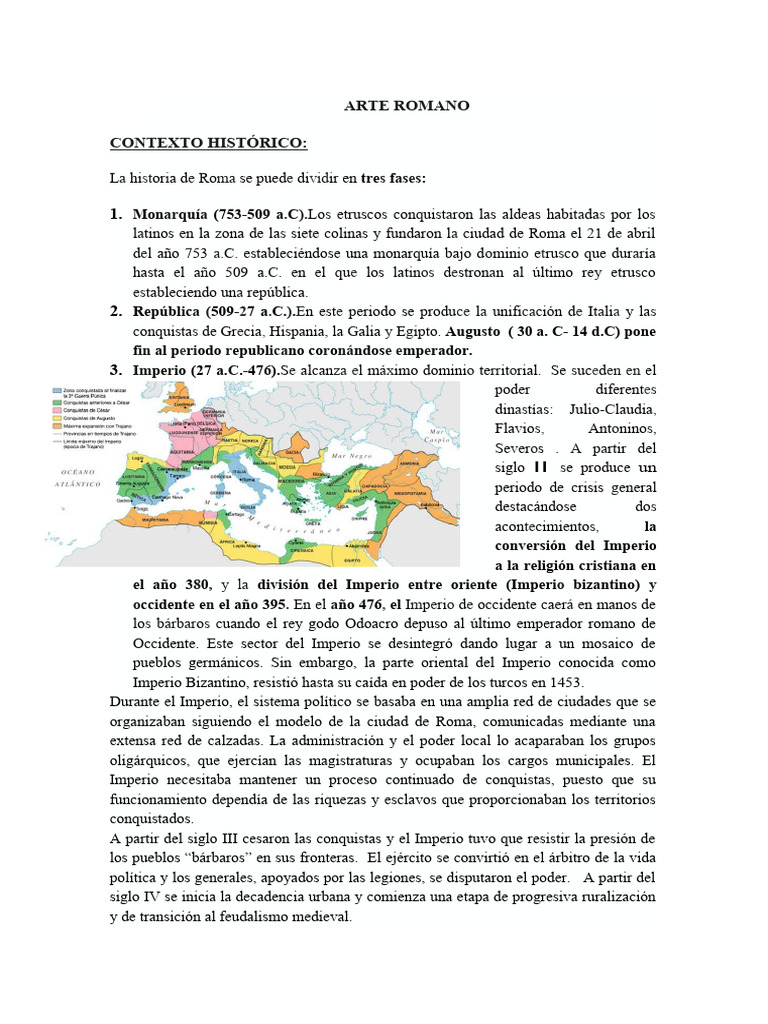 Contexto Arte Romano | PDF | imperio Romano | imperio Bizantino