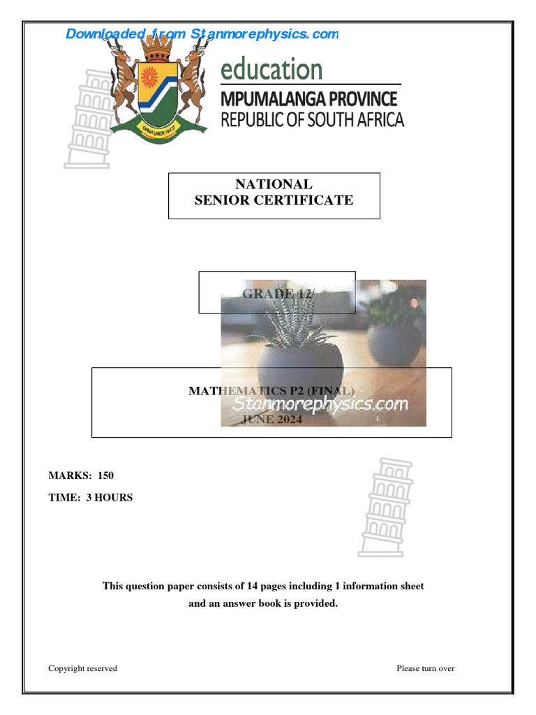 MP Maths Grade 12 June 2024 P2 and Memo | PDF | Trigonometric Functions ...