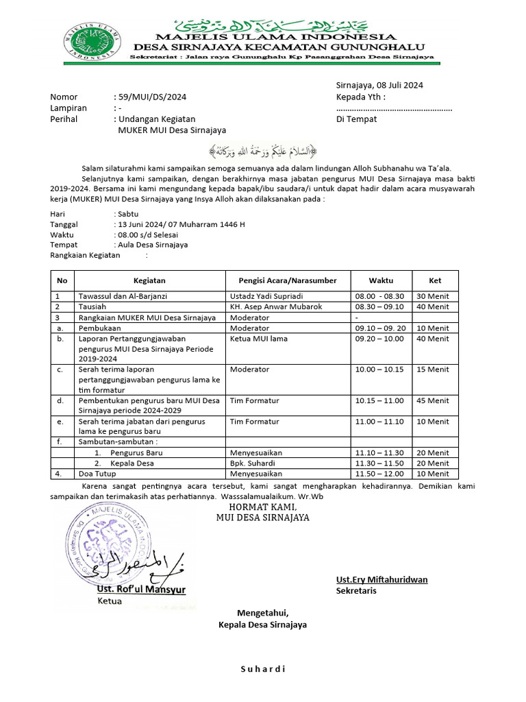 Undangan Muker MUI Desa 2024 | PDF