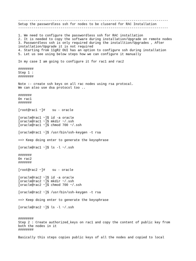 5.passwordless SHH Config Rac | PDF | Secure Shell | System Software