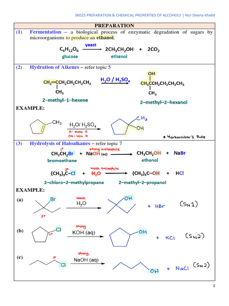 Answer Sk025 Alcohol Preparation & Chemical Properties | PDF | Aldehyde ...