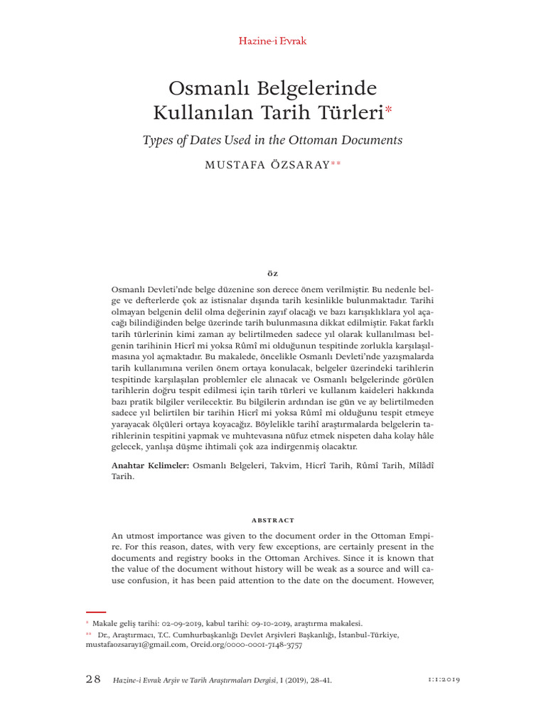 Osmanl__ Belgelerinde Kullan__lan Tarih T__rleri[#667754]-910161 | PDF