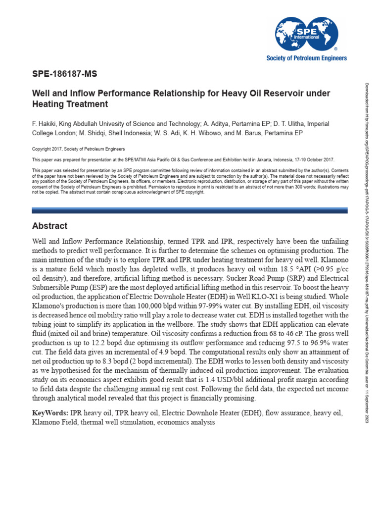 2017 - Well and Inflow Performance Relationship For Heavy Oil Reservoir ...