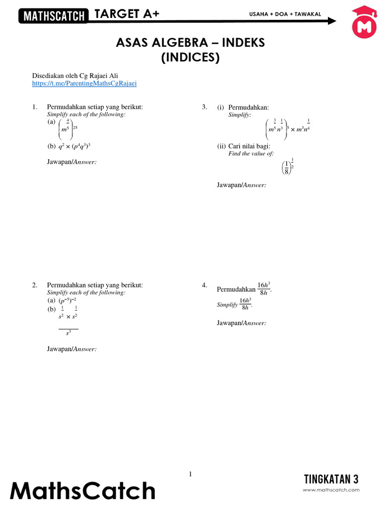 Simplifying Algebraic Indices Guide | PDF