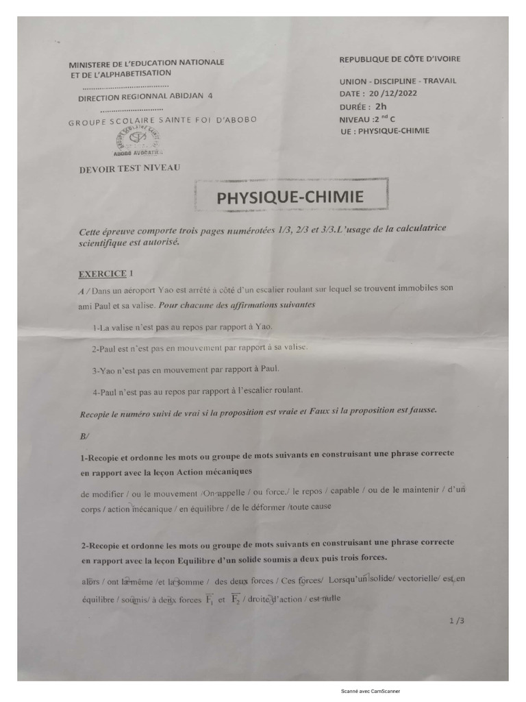 PC 2nde C Essai Gsfa | PDF