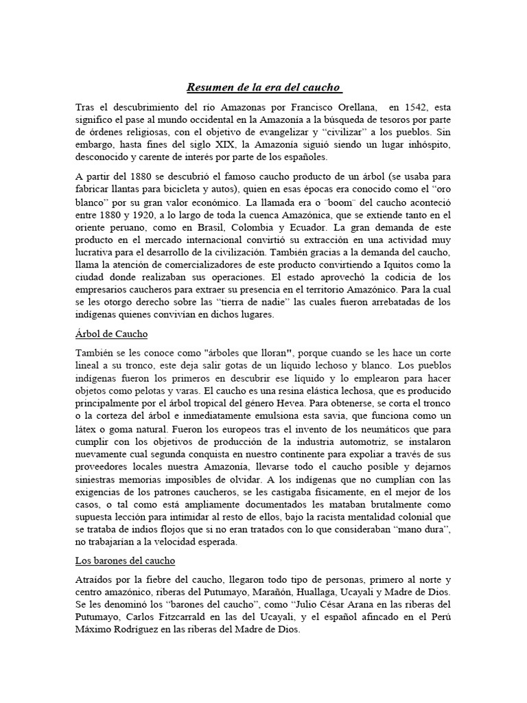 Resumen de Caucho | PDF | Caucho natural | Perú