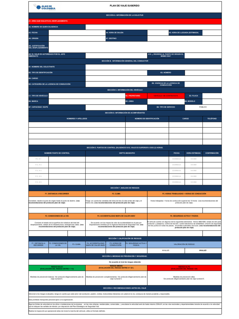 Anexo 15 Plan de Manejo de Viaje | PDF | Licencia de conducir | Seguridad vial